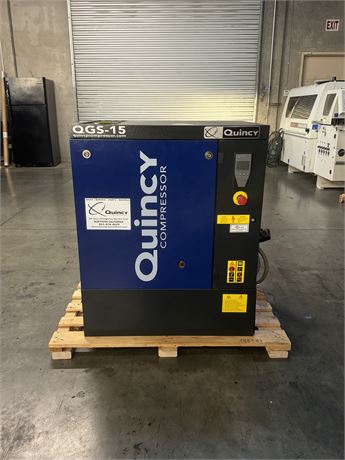 Lot - Quincy "QGS-15" 15HP Rotary Screw Tankless Air Compressor, (2018) | Place Your Bid at ...