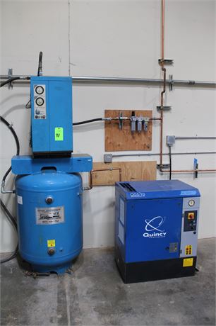 Lot - Quincy "QGS-10" Rotary Screw Air Compressor System W/Eaton Tank | Place Your Bid at ...