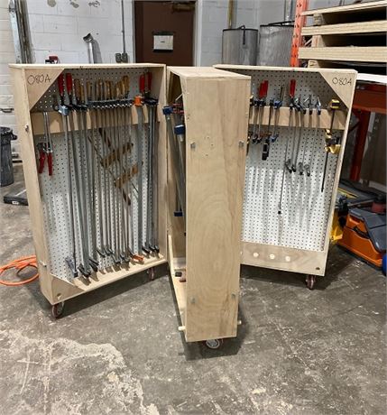 Lot - Clamps & "Custom" Clamp Case on Castors - Lot of Approx (50 ...