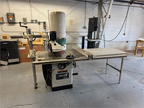 Lot - Delta "36-L31X" Table Saw & Power Feeder | Place Your Bid at ...