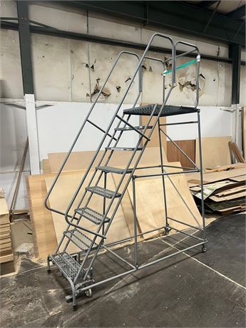 Lot - Uline Rolling Platform Ladder | Place Your Bid at MachineryMax